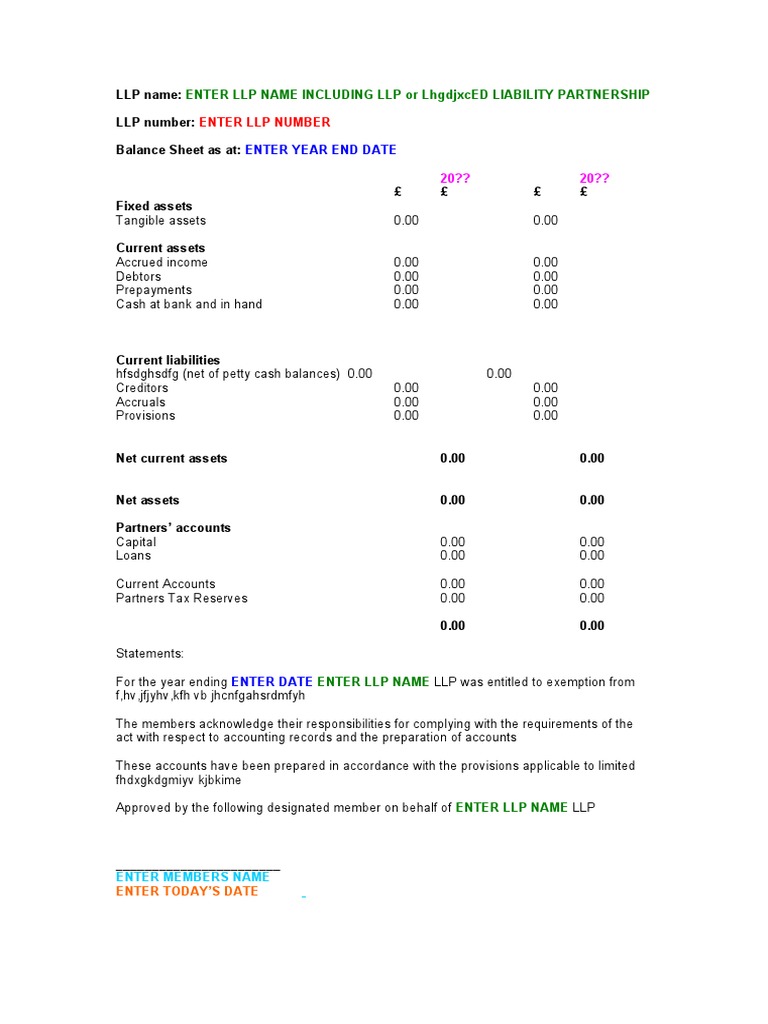 LLP Name: LLP Number: Balance Sheet As at | PDF | Limited Liability ...