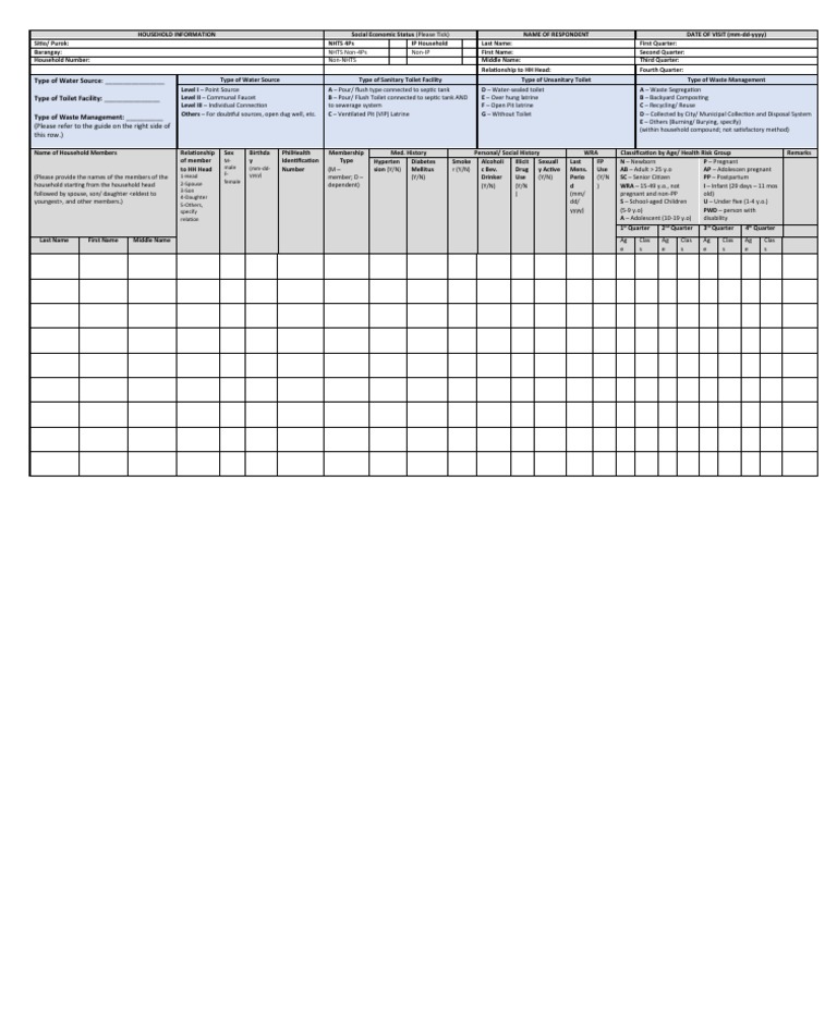 Barangay Household Profiling Form 2024 | PDF | Toilet | Sanitation