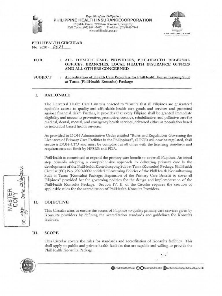 PhilHealth Circular 2020-0021 Accreditation For Provision of Konsulta ...