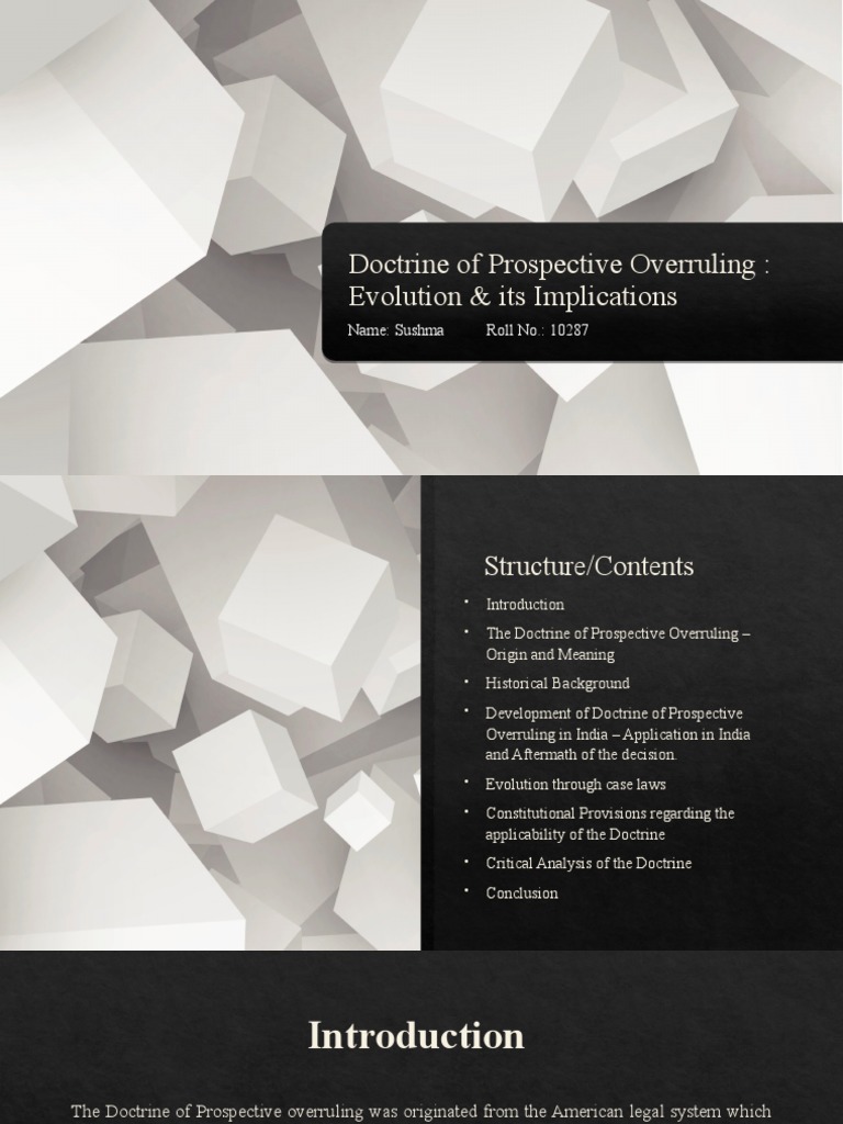 Prospective Overruling: Evolution in India | PDF | Precedent | Supreme ...