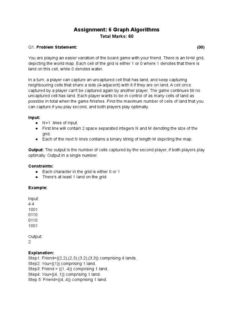 Assignment 6 - Graph Algorithms | PDF | Mathematical Logic | Algorithms Assignment 6 - Graph Algorithms | PDF | Mathematical Logic | Algorithms