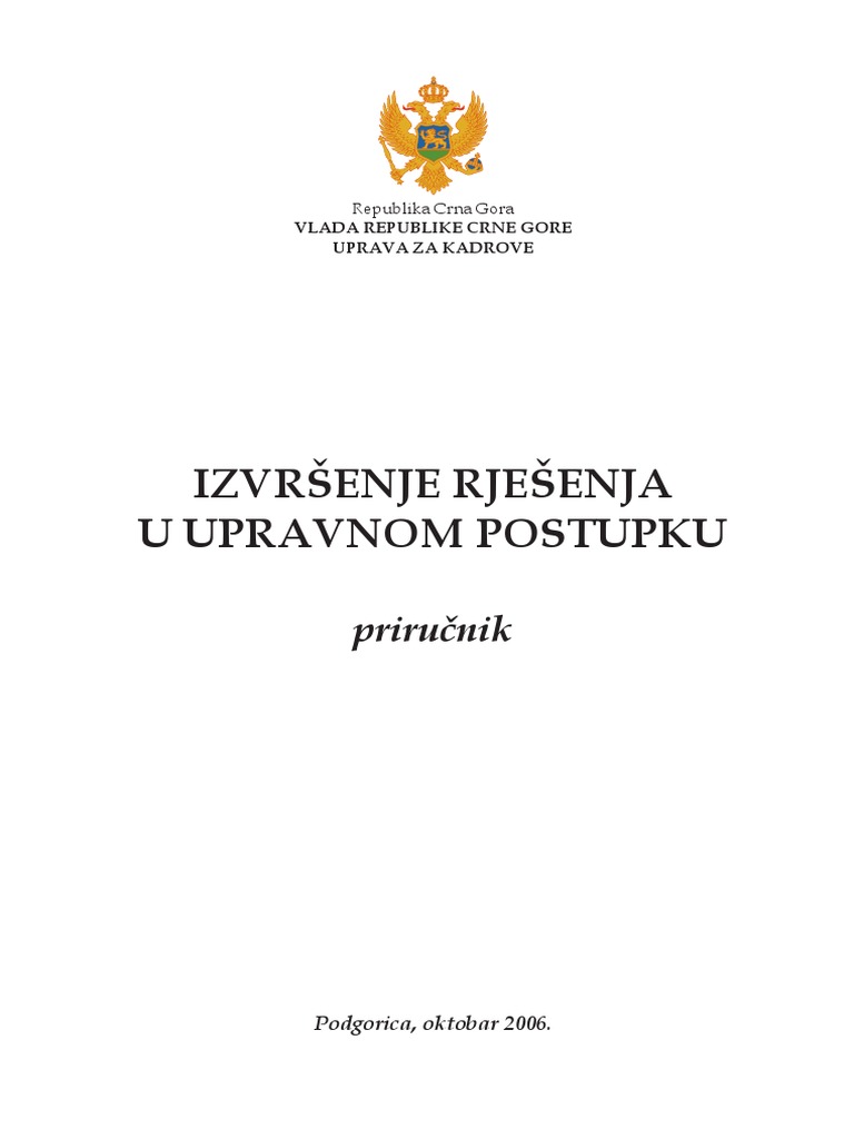 Izvrsenje Rjesenja U Upravnom Postupku | PDF Izvrsenje Rjesenja U Upravnom Postupku | PDF