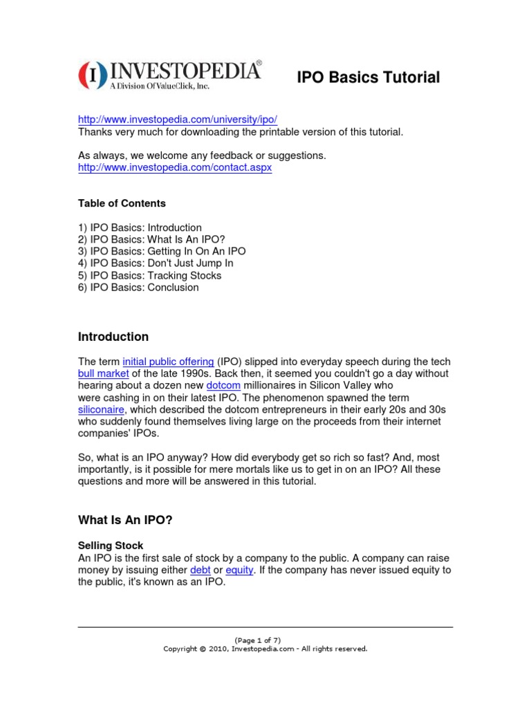 Ipo PDF | PDF | Initial Public Offering | Investment Banking