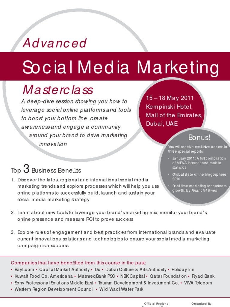 Advanced Social Media Marketing Masterclass in Dubai | PDF | Social ...