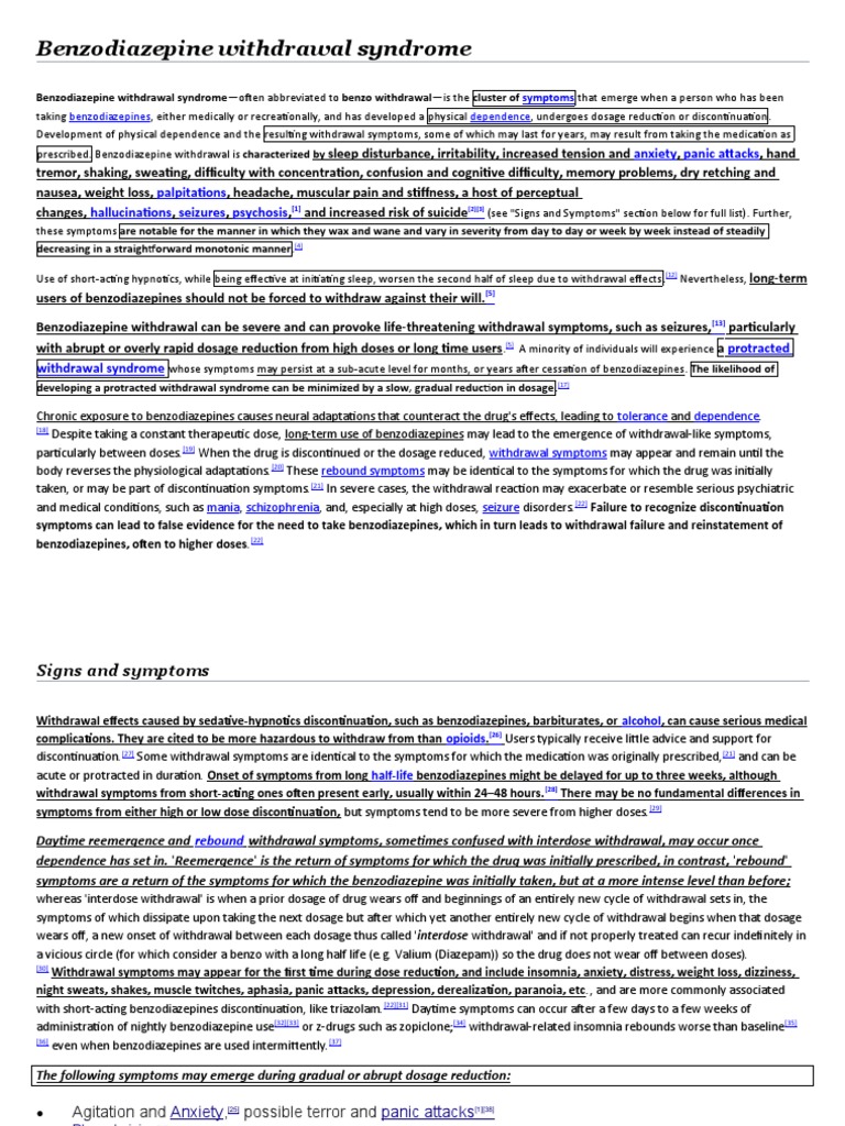 Benzo Withdrawal Syndrome | PDF | Benzodiazepine | Psychoactive Drugs