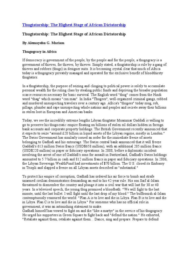 Thug Tator Ship | PDF | Muammar Gaddafi | International Criminal Court