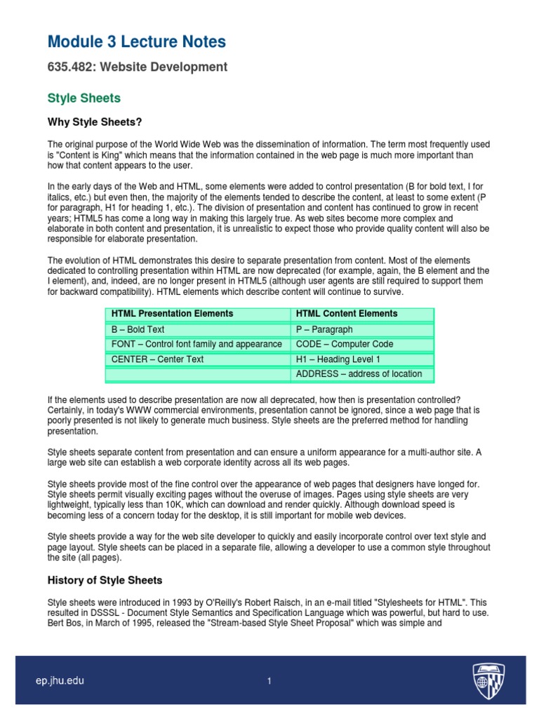 Module 3 Lecture Notes Style Sheets Pdf Html Element Html 0545