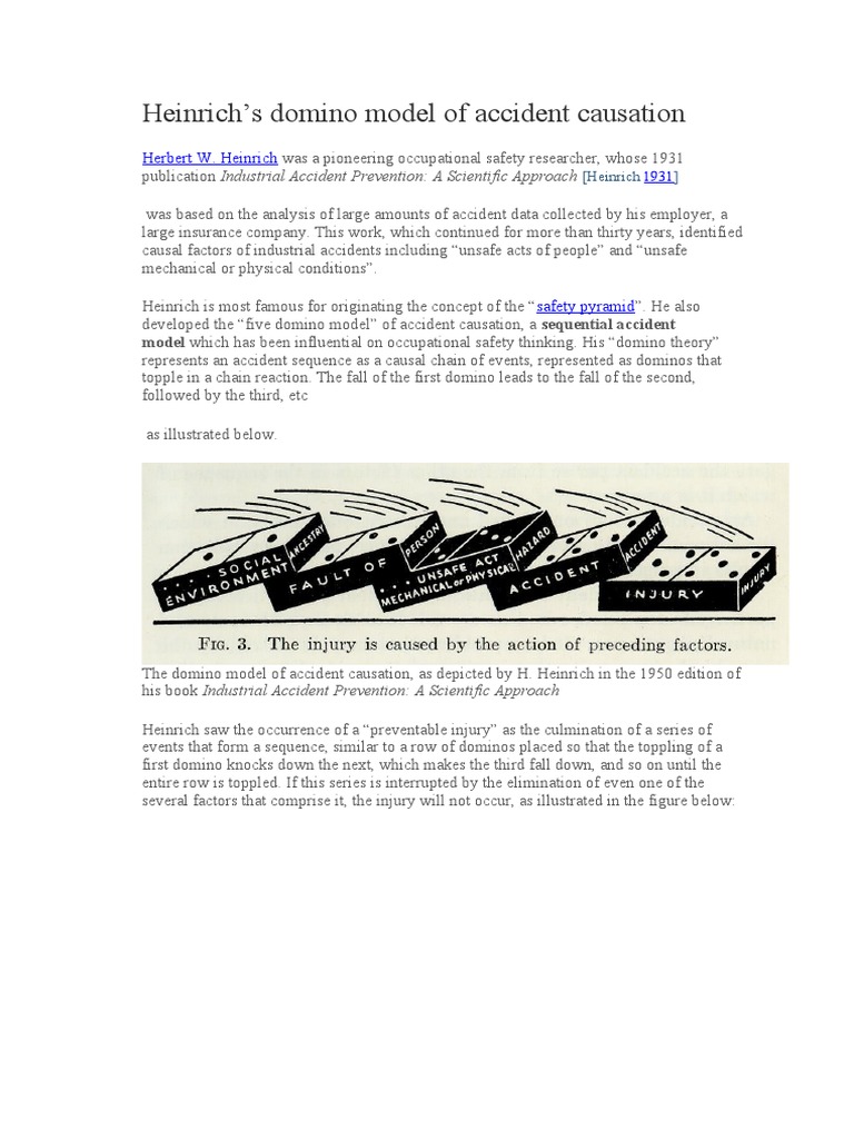Heinrich's Domino Model of Accident Causation | PDF | Accidents | Causality