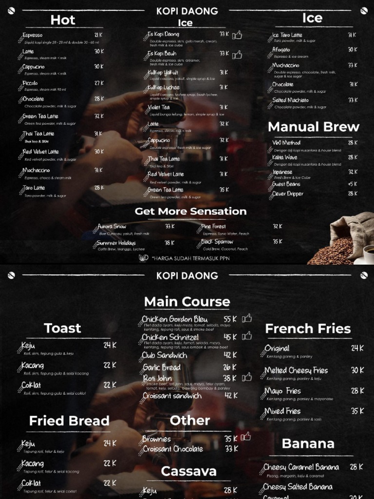 Menu Kopi Daong Bogor | PDF