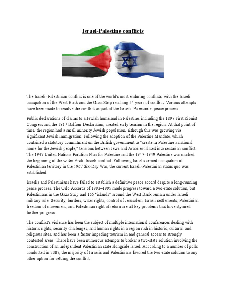 Israel and Palestine Conflicts | PDF | One State Solution | Israeli ...