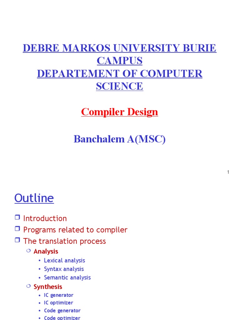 Debre Markos University Burie Campus Departement of Computer Science | PDF | Compiler | Parsing