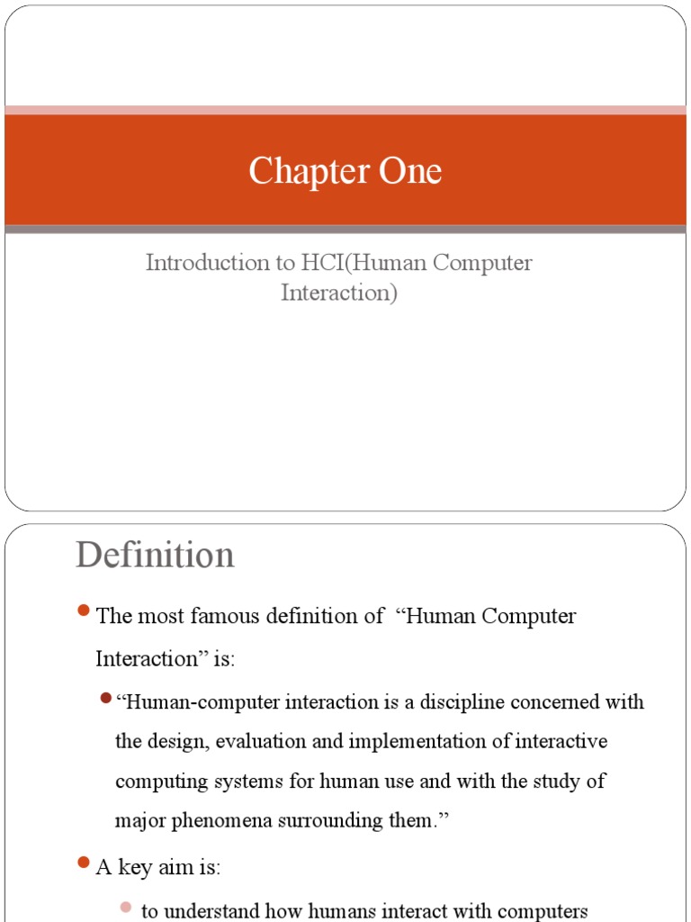 Chapter One: Introduction To HCI (Human Computer Interaction) | PDF | Graphical User Interfaces ...