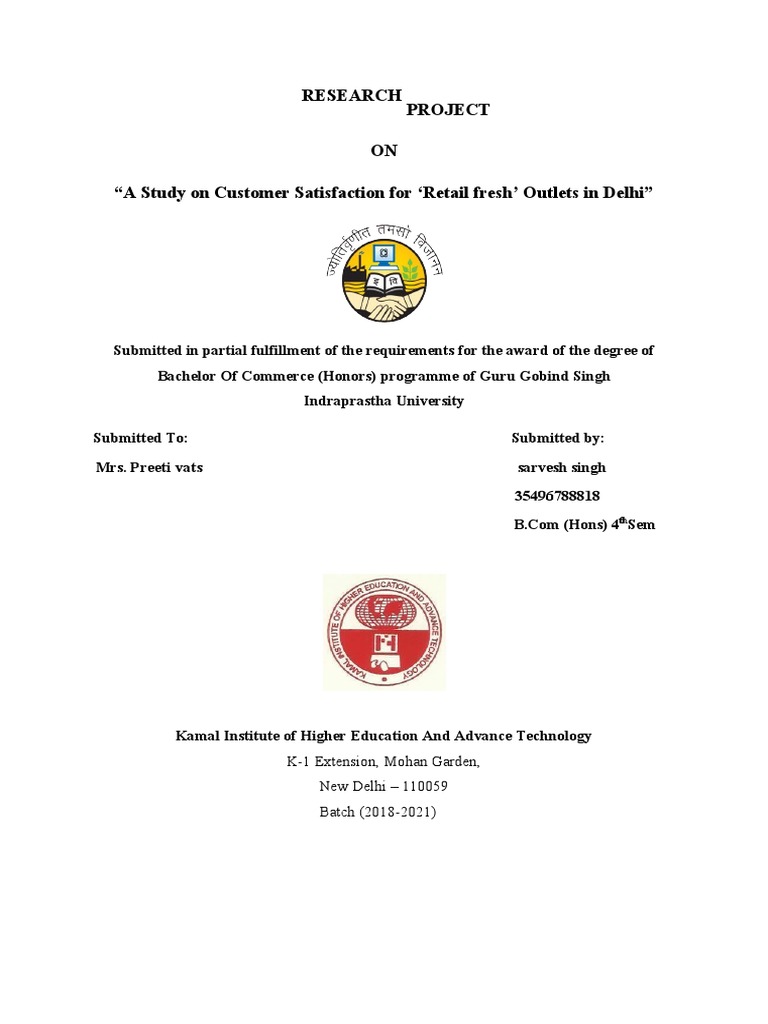 R.M Project Report Sample | PDF | Retail | Mode (Statistics)