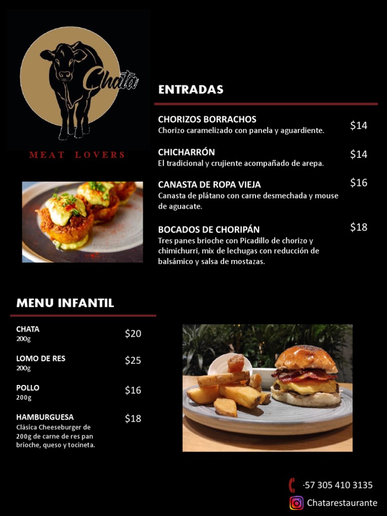 Menu Restaurante CHATA | PDF | Alimentos | Cocina