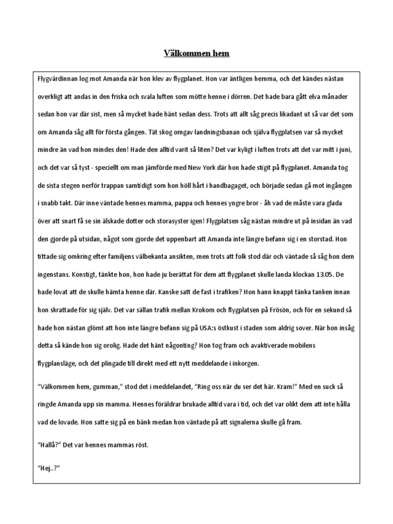 Välkommen Hem - Swedish Short Story | PDF