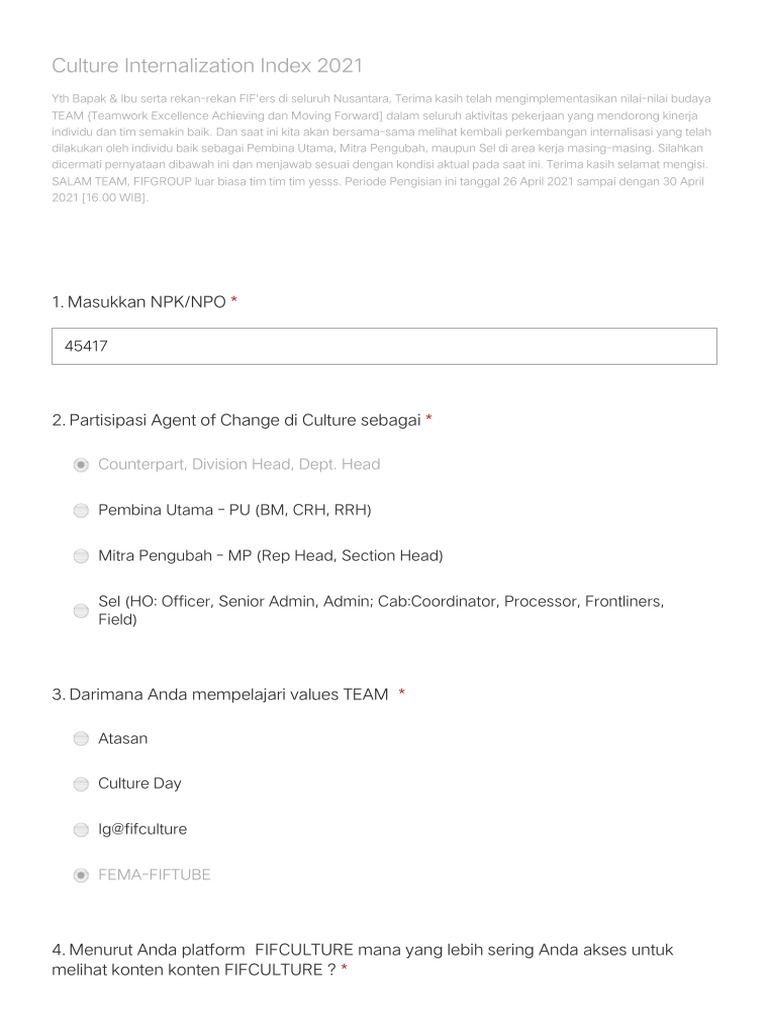 Culture Internalization Index 2021 | PDF