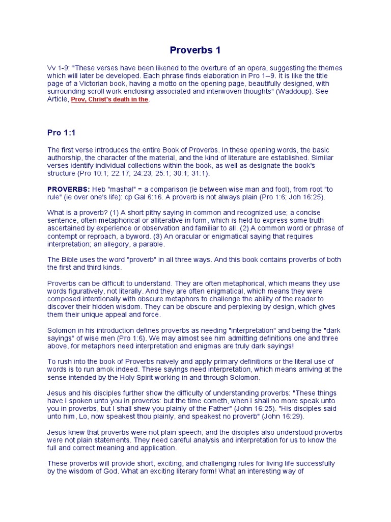 Proverbs 1 | PDF | Book Of Proverbs | Wisdom