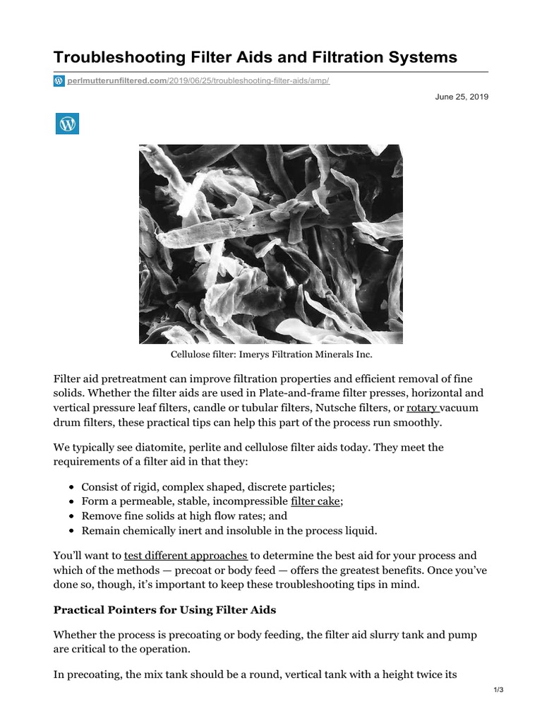 Troubleshooting Filter Aids Systems | PDF | Filtration | Pump