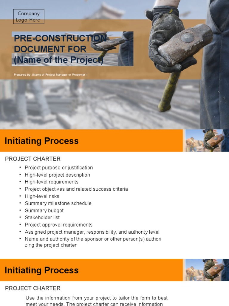 Pre-Construction Document For (Name of The Project) : Company Logo Here ...