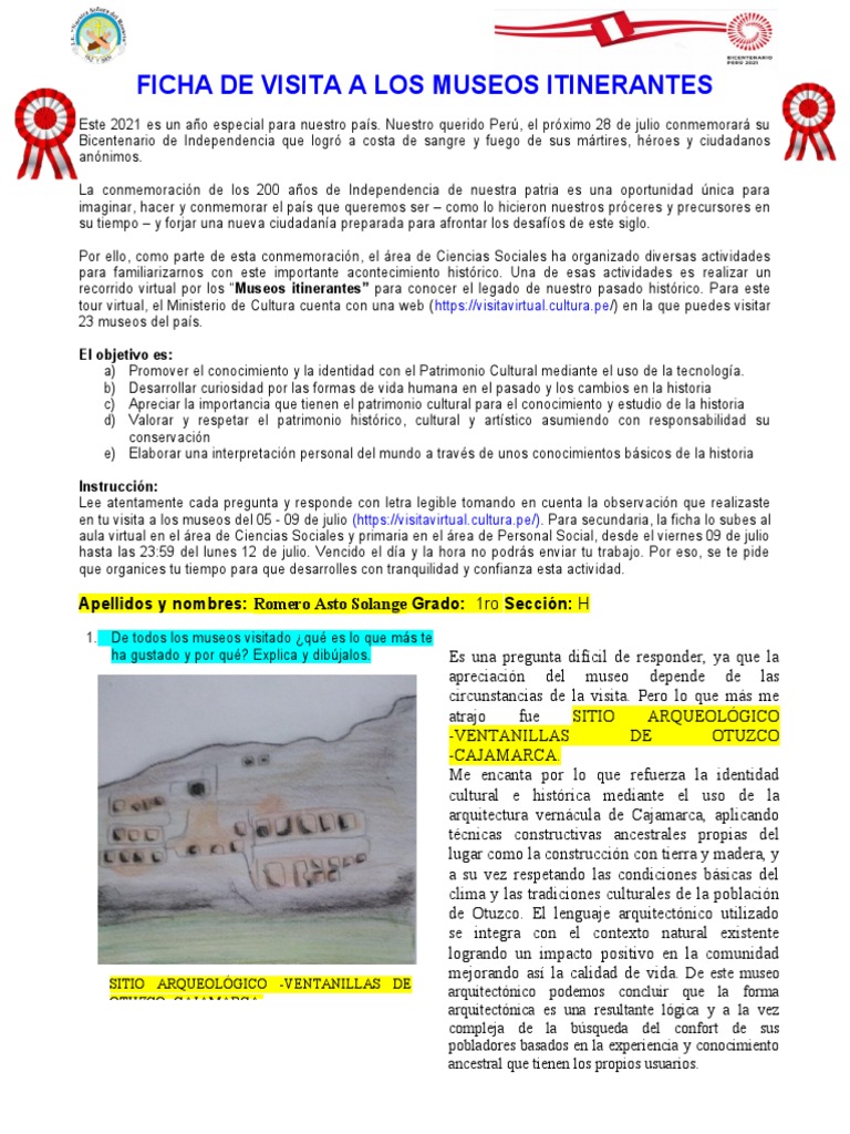 Ficha de Visita a Museos Itinerantes | PDF | Museo | Perú