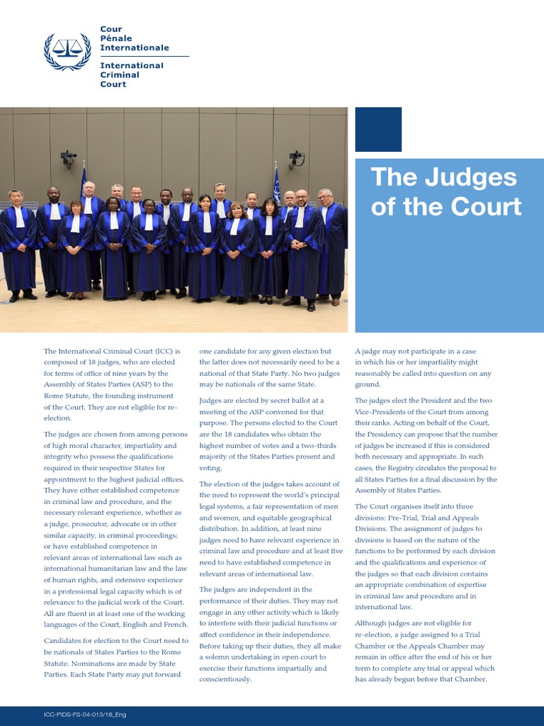 The Judges of The Court: ICC-PIDS-FS-04-013/18 - Eng | PDF ...