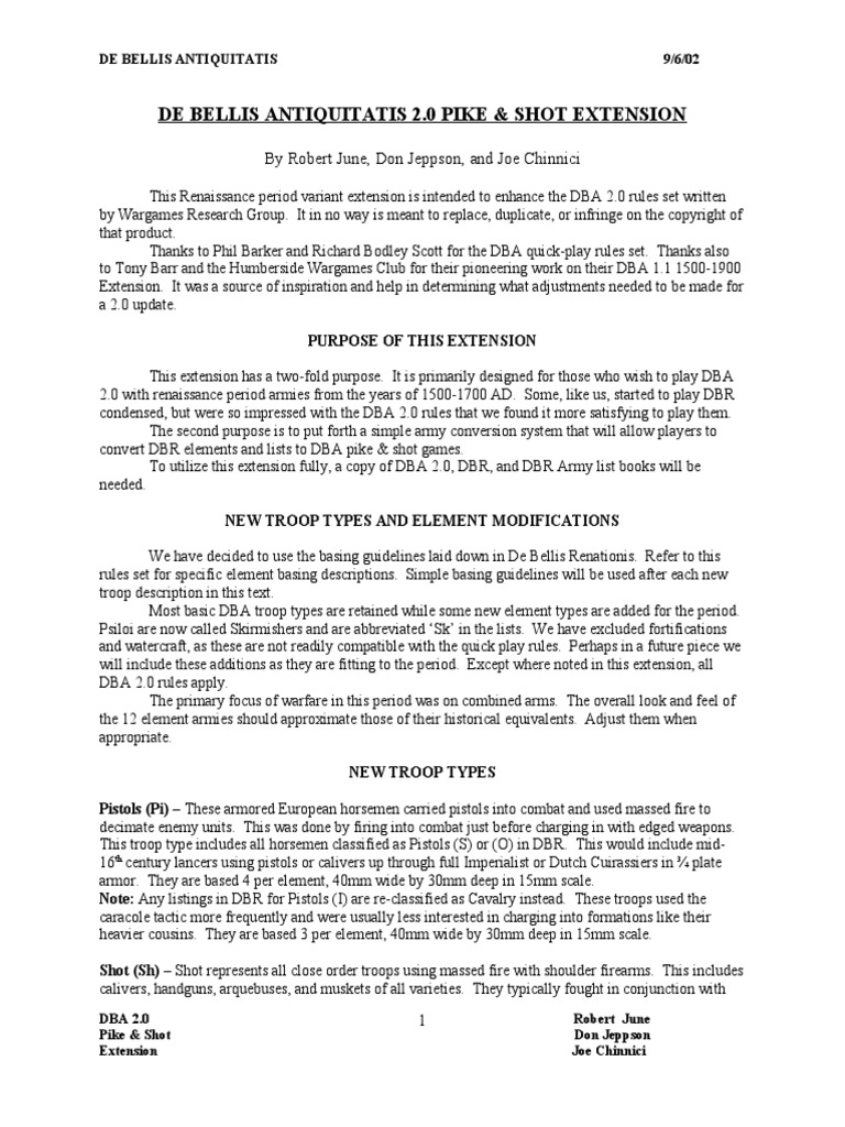 De Bellis Antiquitatis 2.0 Pike & Shot Extension: by Robert June, Don ...