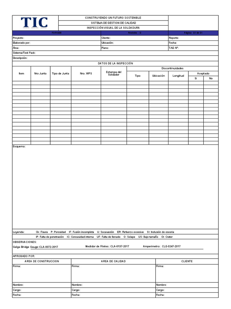 Formato de Inspección Visual de Soldadura | PDF | Negocios (general ...