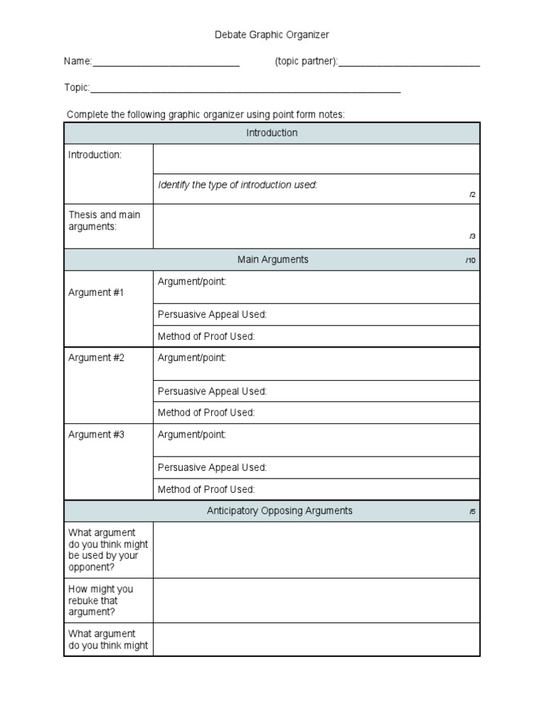 Debate Graphic Organizer | PDF | Career & Growth | Art