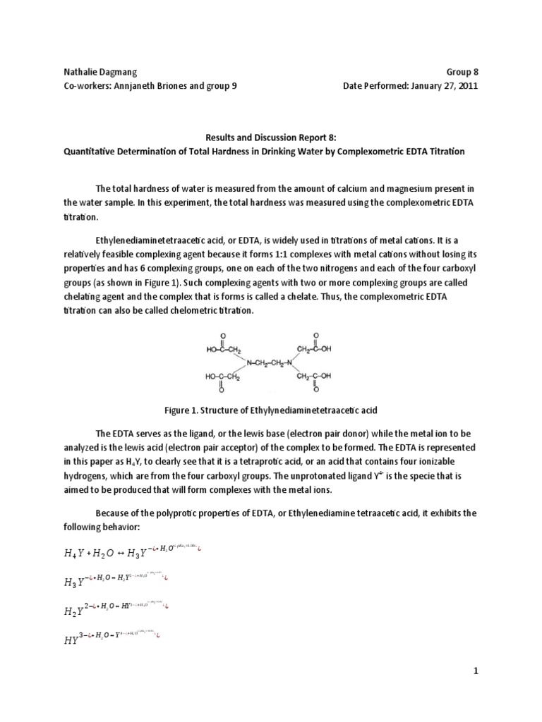 EDTA Titration for Water Hardness Analysis | PDF ...