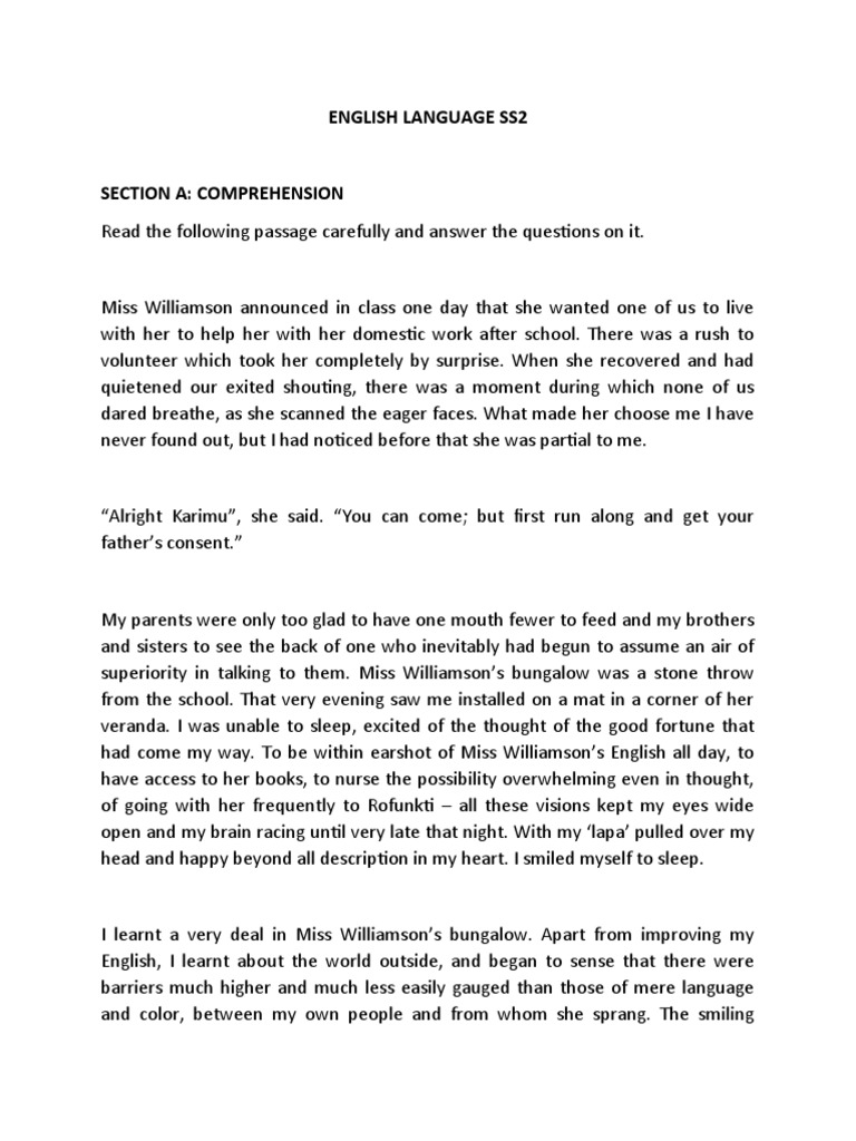 ENGLISH LANGUAGE SS2 (Third Term) | PDF | Linguistics | Grammar