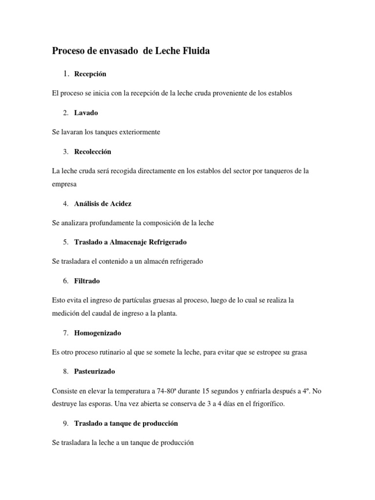 Diagrama de Operaciones Proceso de Envasado de Leche Fluida | PDF ...