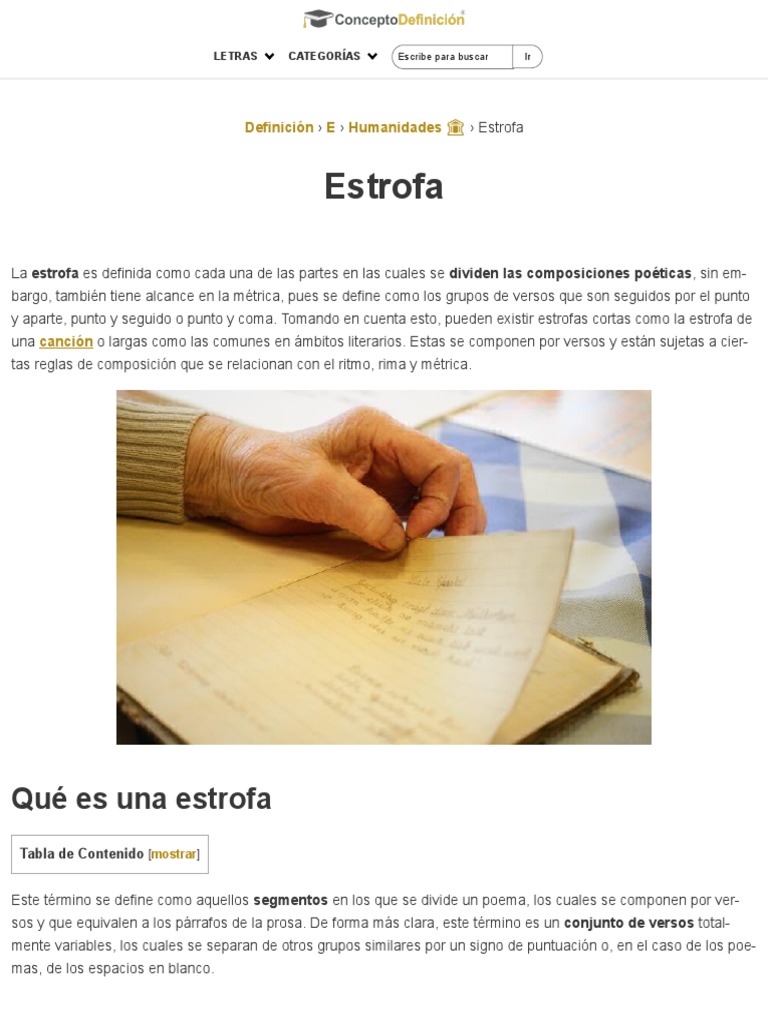 ¿Qué Es Una Estrofa - Su Definición y Significado 2021 | PDF | Metro ...