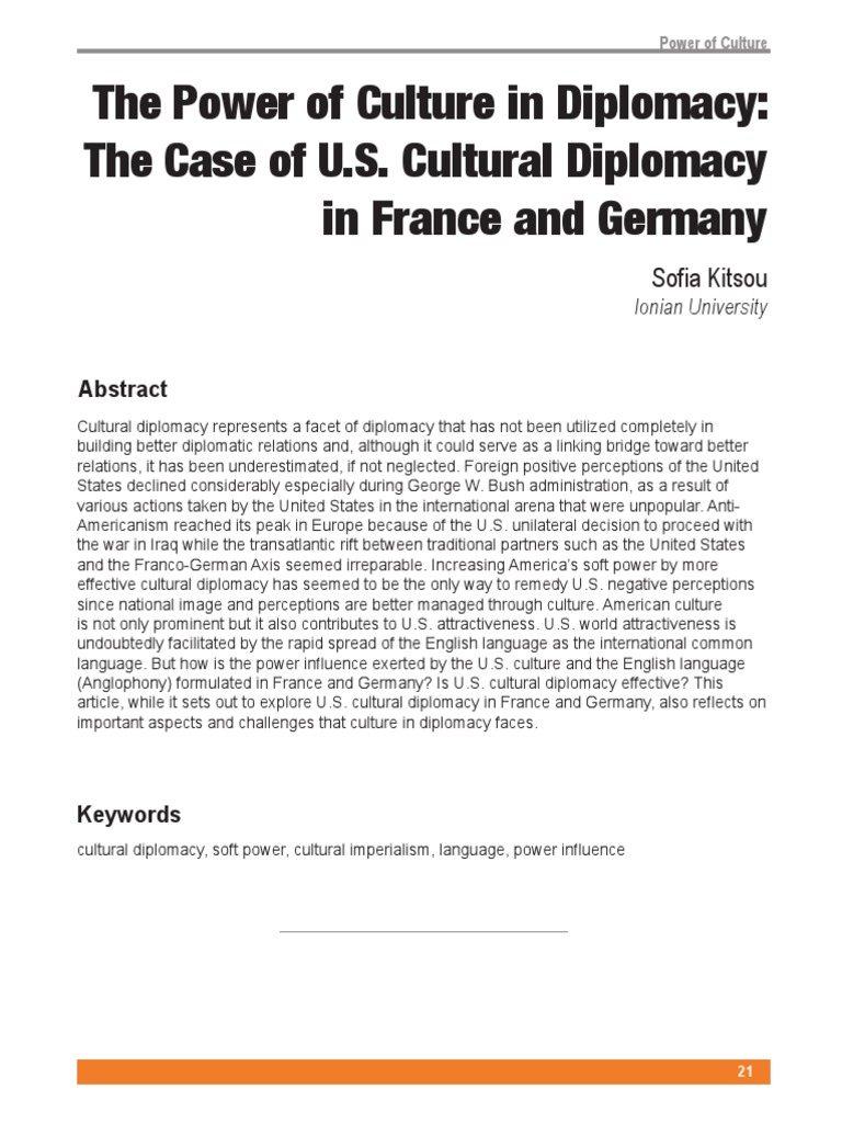 The Power of Culture in Diplomacy: The Case of U.S. Cultural Diplomacy ...
