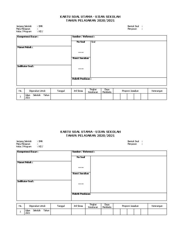 02b. Kartu Soal - UTAMA - PENUGASAN | PDF