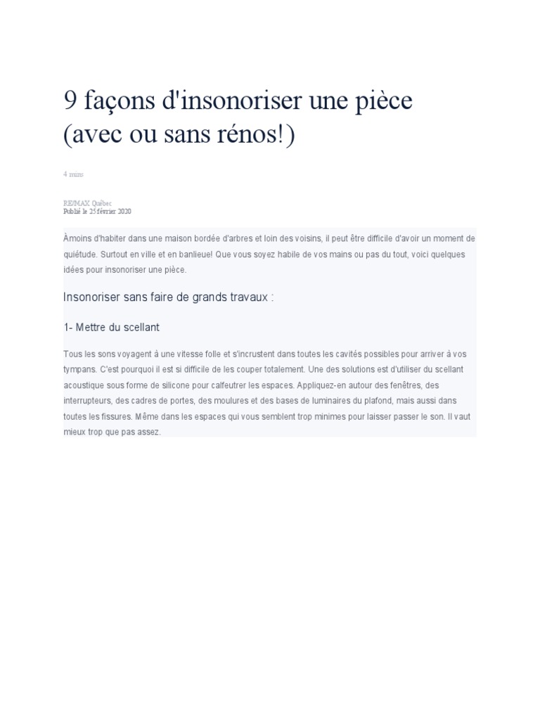 Insonoriser une pièce facilement | PDF | Fenêtre | Bois (matériau de ...