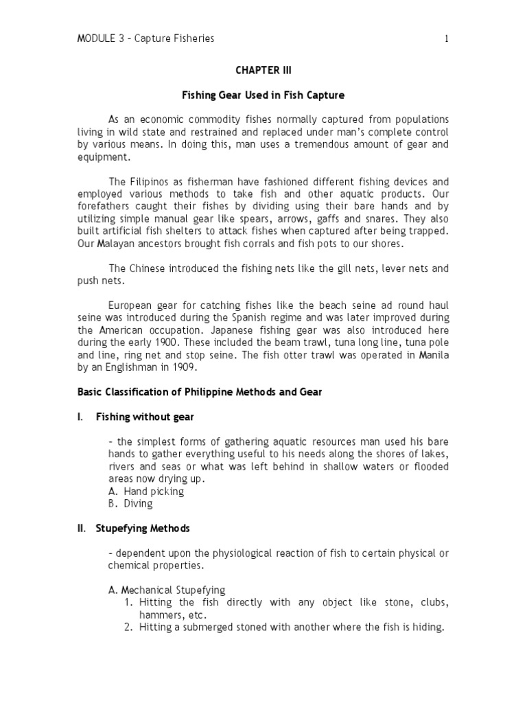 Module 3 CLASSIFICATION OF FISHING GEARS | PDF | Trawling | Fish