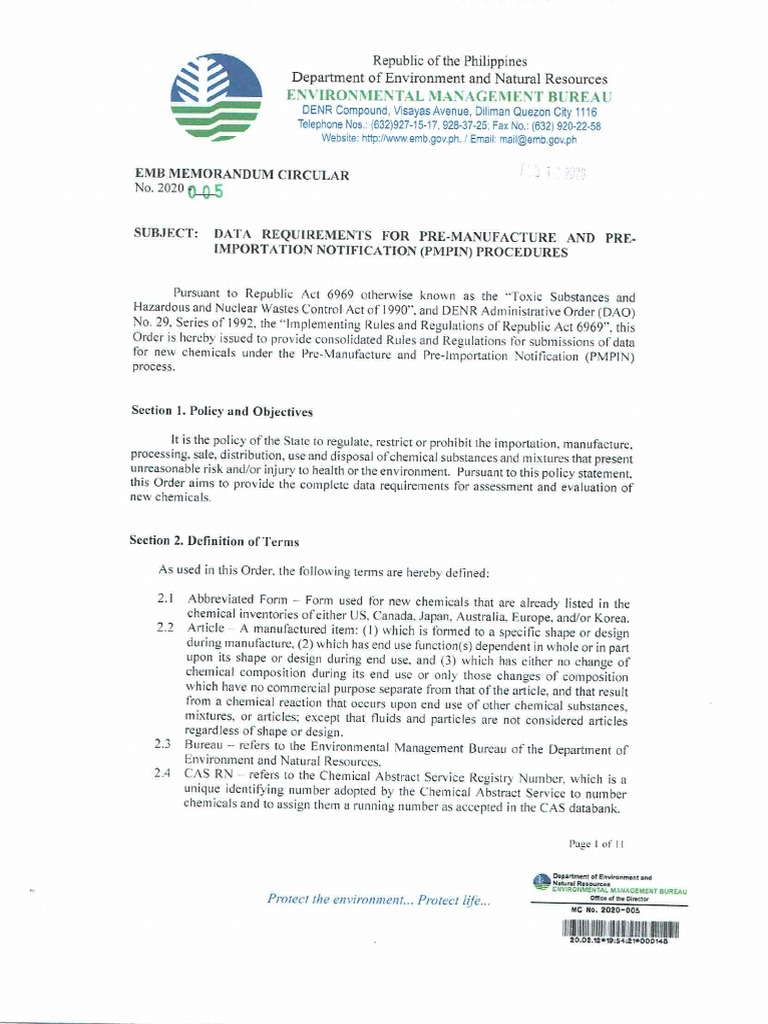 Emb Mc-2020-005 Data Requirements | PDF