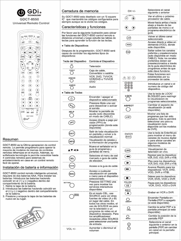 Manual GDCT 8550 Spanish | PDF