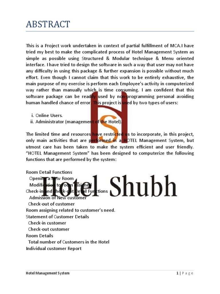 Hotel Management System 1 | PDF | Class (Computer Programming) | Databases