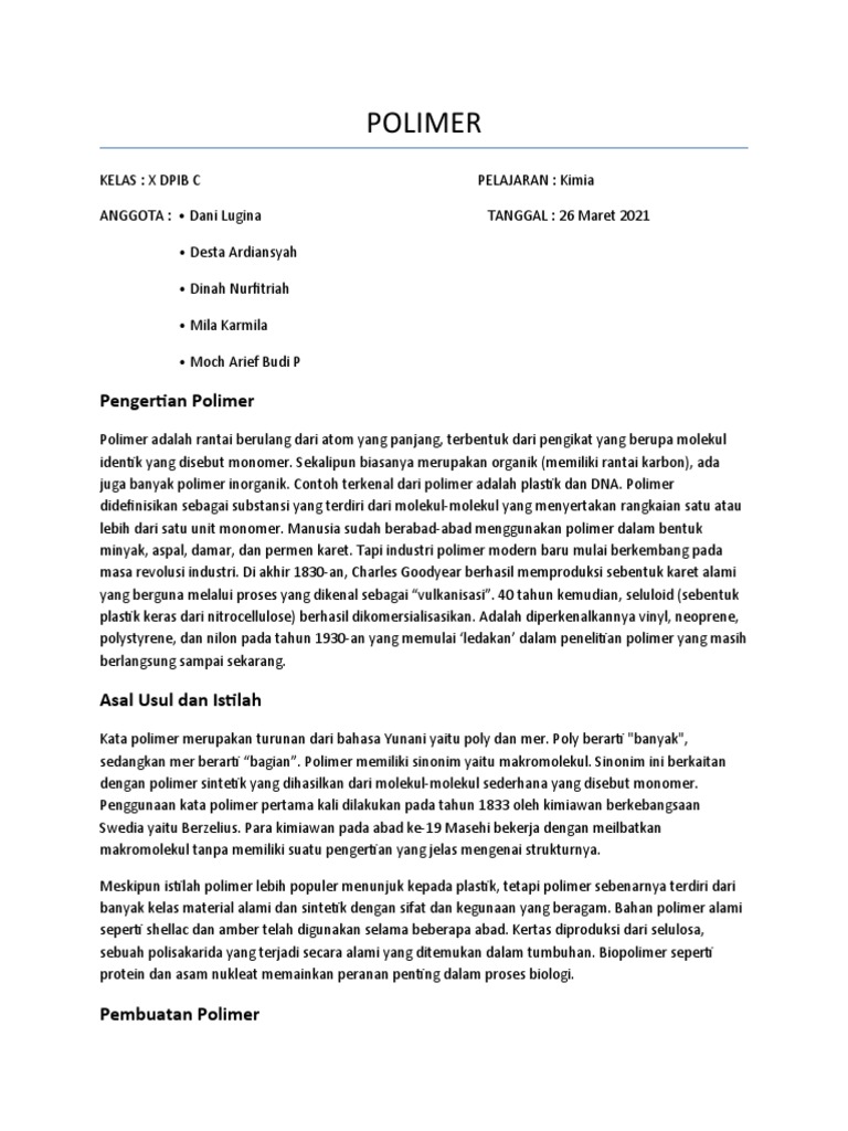 Polimer - Kimia | PDF