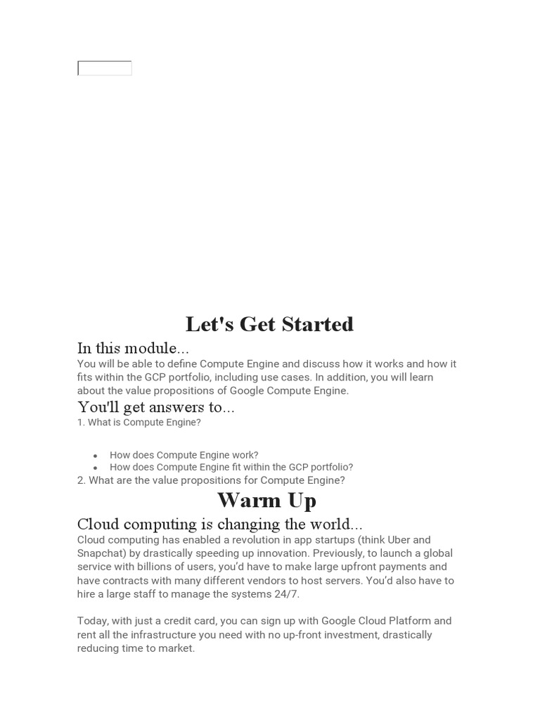 Introduction To Google Compute Engine: Let's Get Started | PDF | Cloud ...