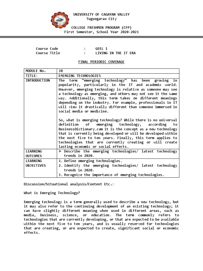 Module 10 Living in The IT Era | PDF | Internet Of Things | Virtual Reality