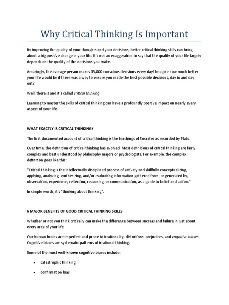Why Critical Thinking Is Important | PDF | Critical Thinking | Thought