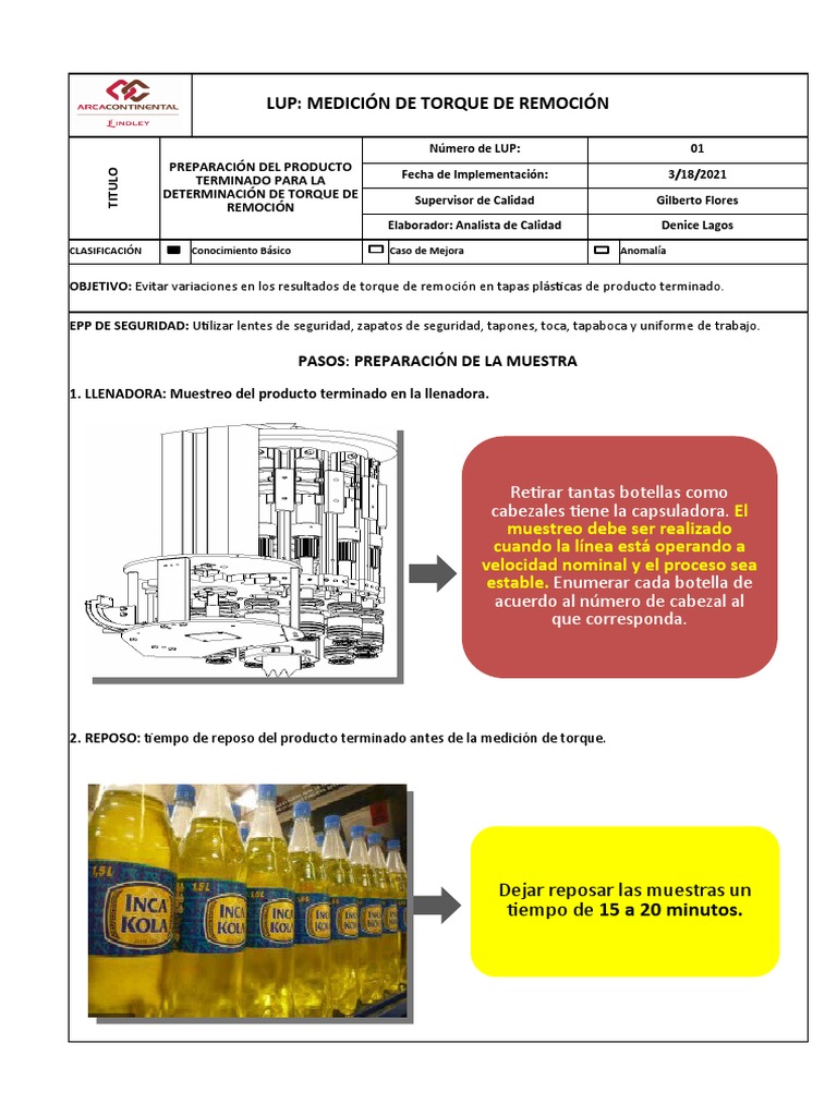 Formato LUP - Llenadora 8 - 003-VF | PDF | Science | Ciencia y Tecnología