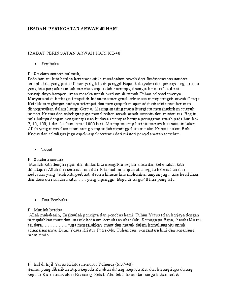 Ibadat Peringatan 40 Hari | PDF
