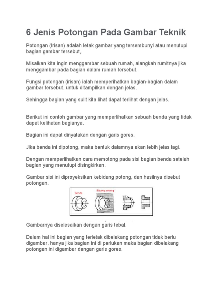 Jenis-jenis Potongan Gambar Teknik | PDF | Metode & Bahan Ajar | Griya ...
