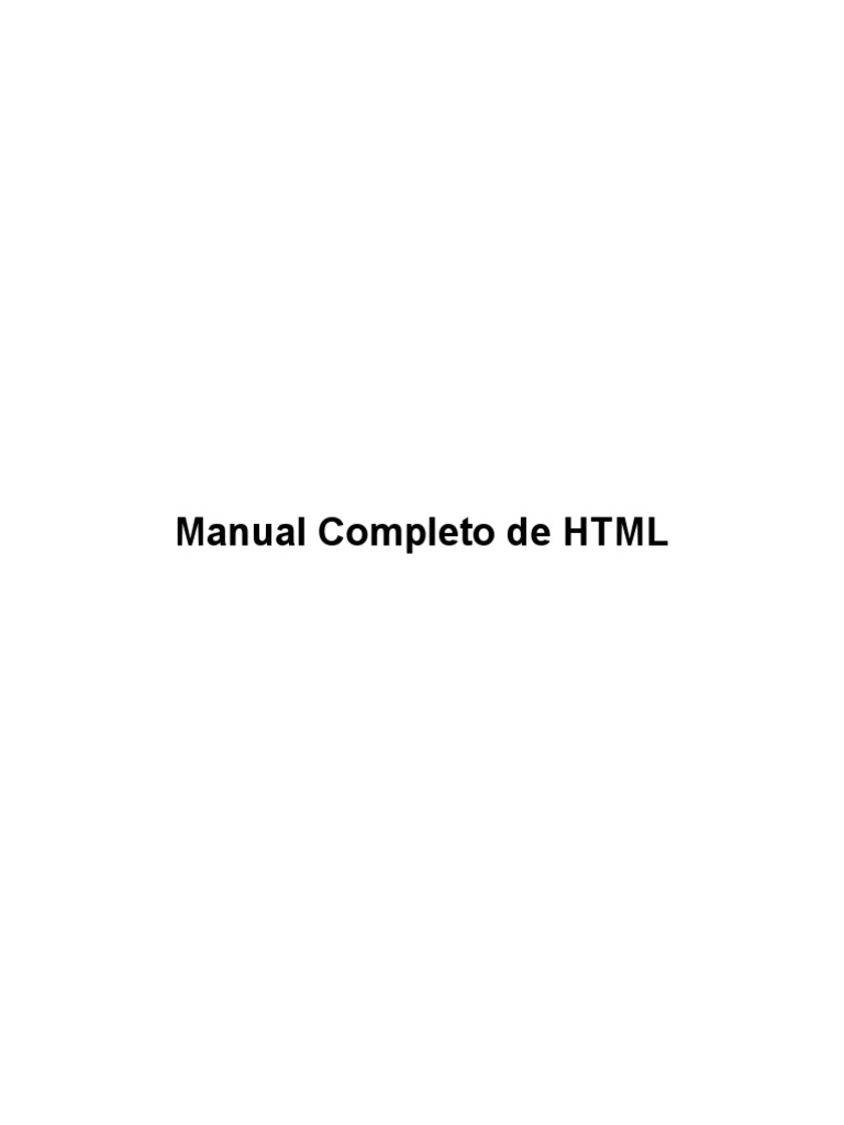 Manual Completo de HTML | PDF | Html | Rede mundial de computadores