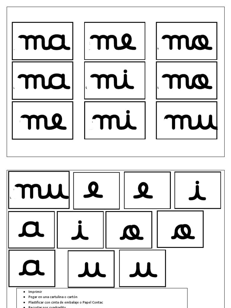 Tarjeta de Sílabas y Vocales | PDF