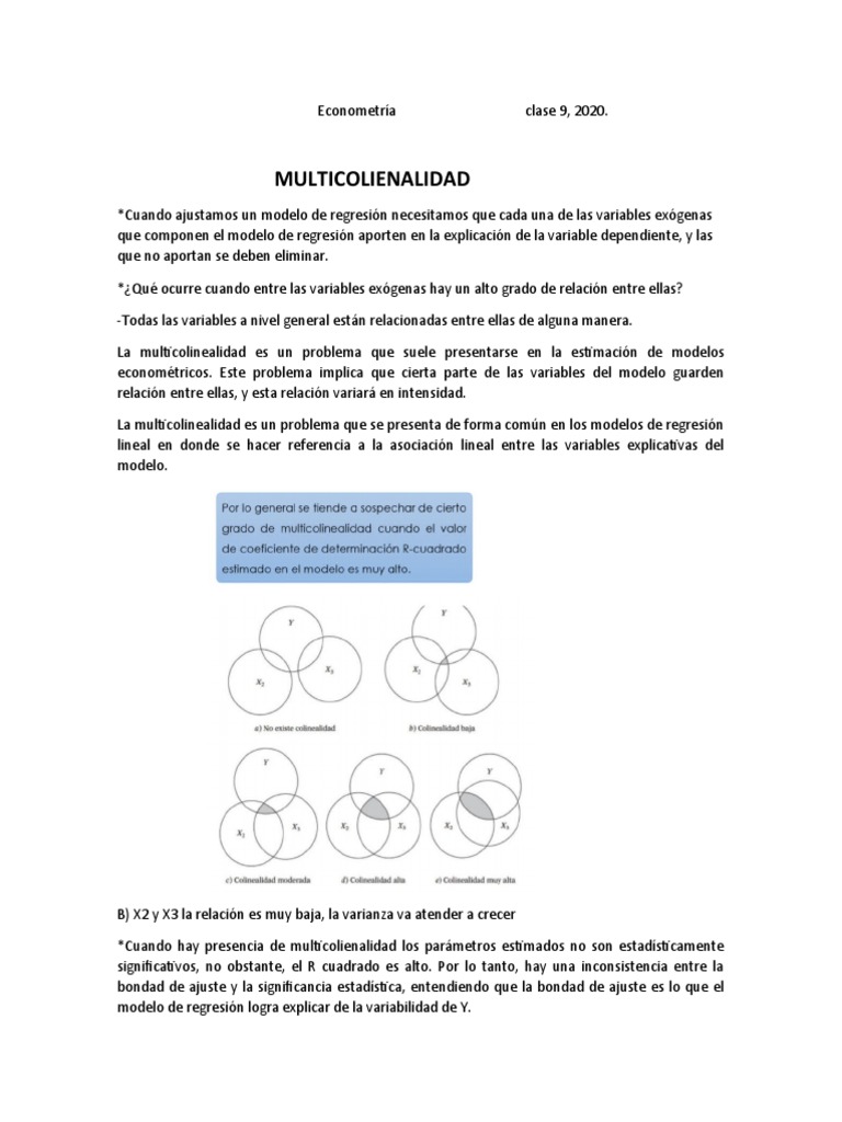 Multicolinealidad Teorico | PDF | Multicolinealidad | Econometría