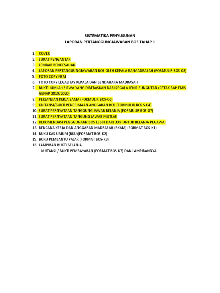 Sistematika Penyusunan LPJ Bos | PDF